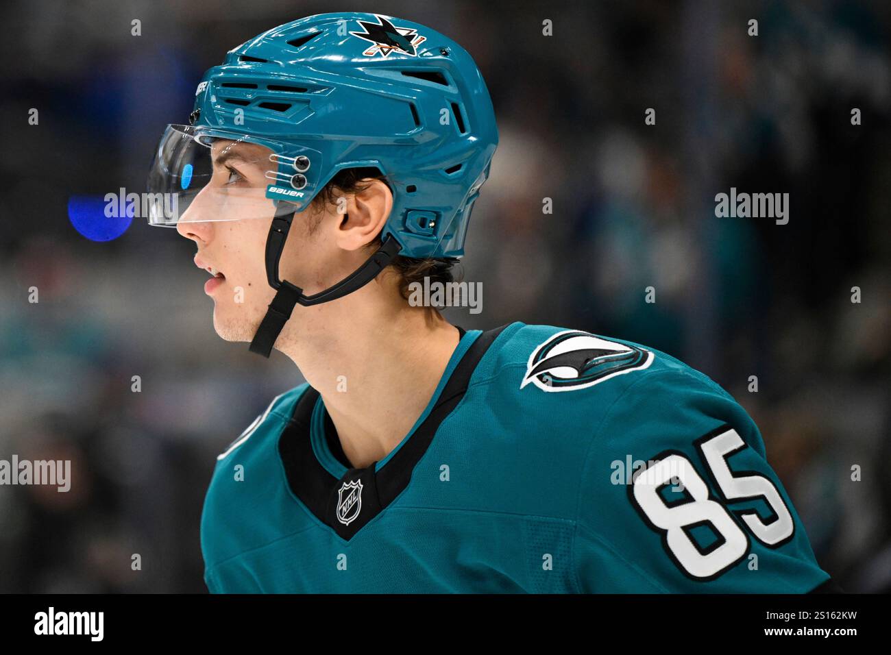 San Jose Sharks defenseman Shakir Mukhamadullin skates before the ...