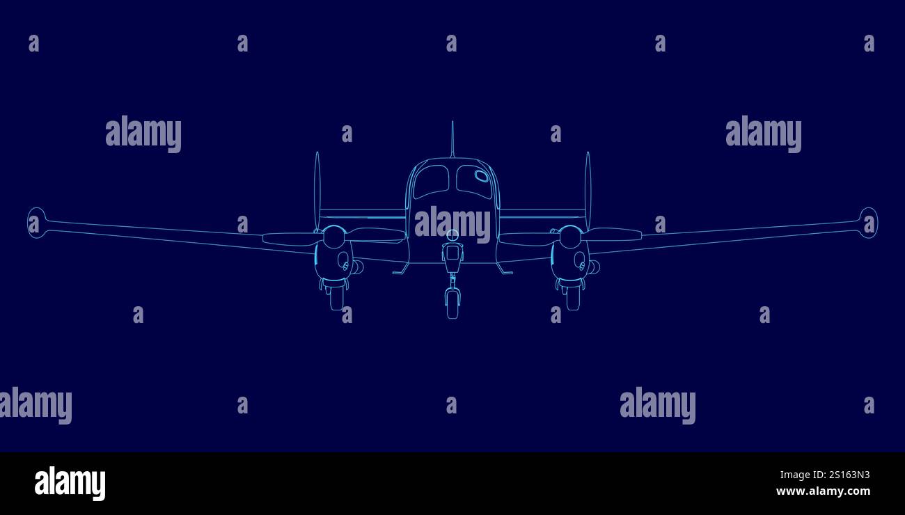Blue airplane is shown in a blue background. The image is a stylized ...