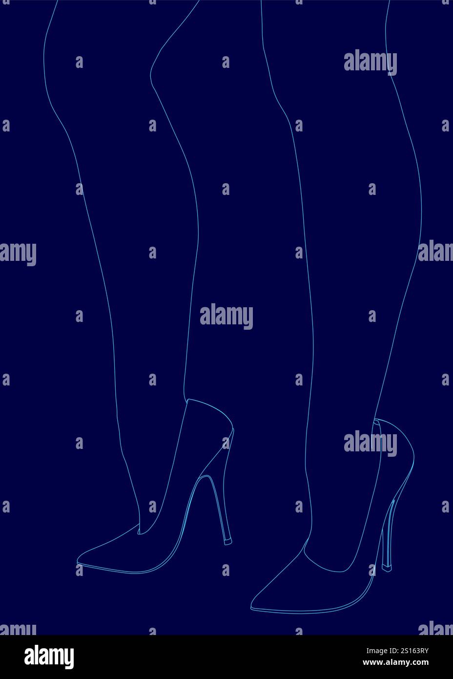 Pair of high heels are shown in a blue background. The shoes are ...