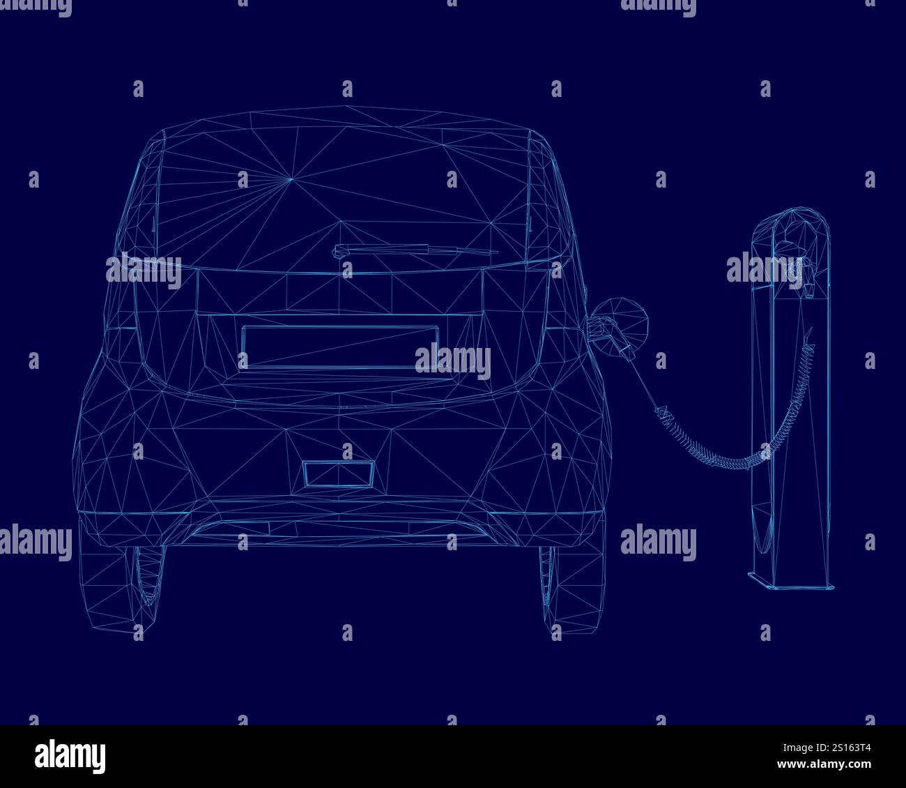 Car is being charged at a charging station. The car is a small ...
