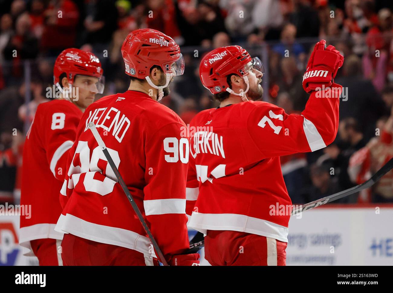 Detroit Red Wings center Dylan Larkin (71) celebrates his open-net goal ...