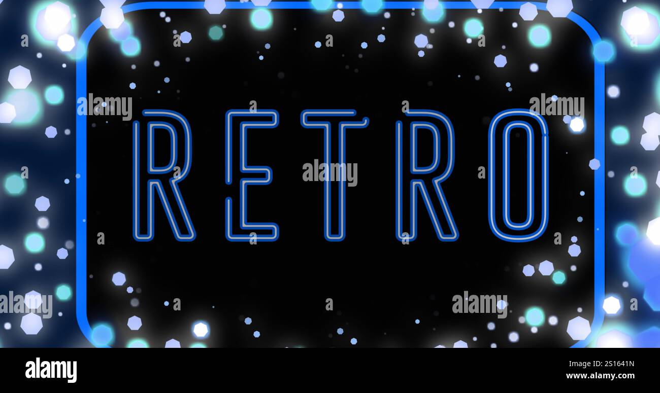 Image of retro neon text and christmas fairy lights flickering Stock ...