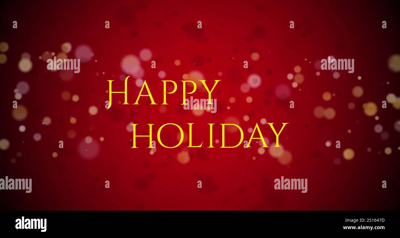 Image of christmas greetings text over spots on red background Stock ...