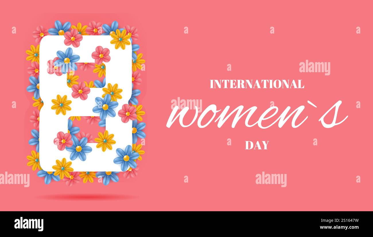 International Womens day 8 march horizontal banner. Greeting design ...