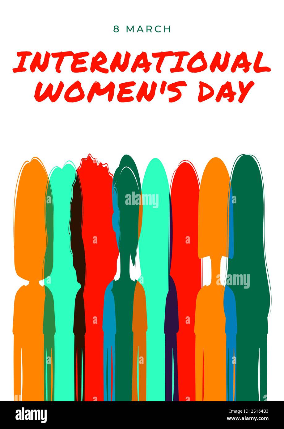 International Womens day 8 march vertical poster. Banner with different ...