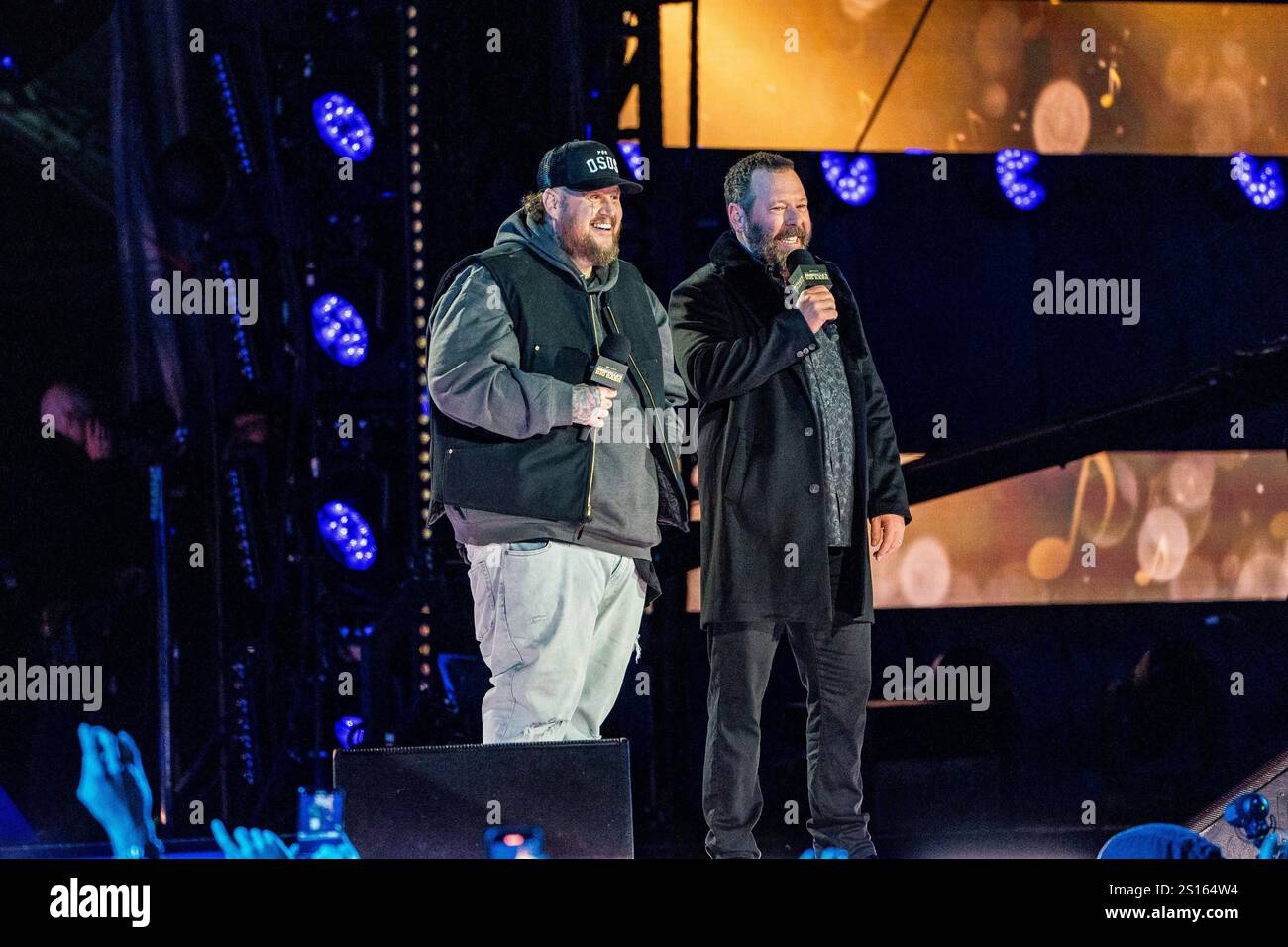 Jelly Roll, left and Bert Kreischer perform at Nashville's Big Bash New ...