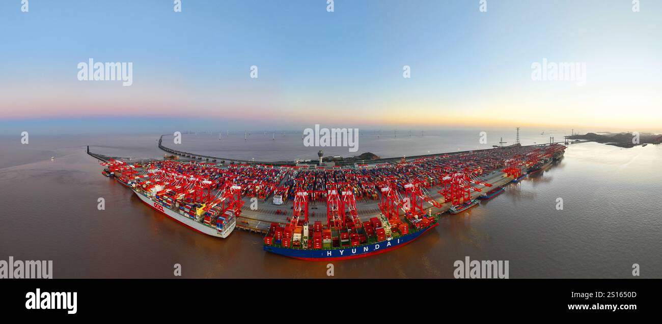 SHANGHAI, CHINA - JANUARY 1, 2025 - The sun rises over the East China ...