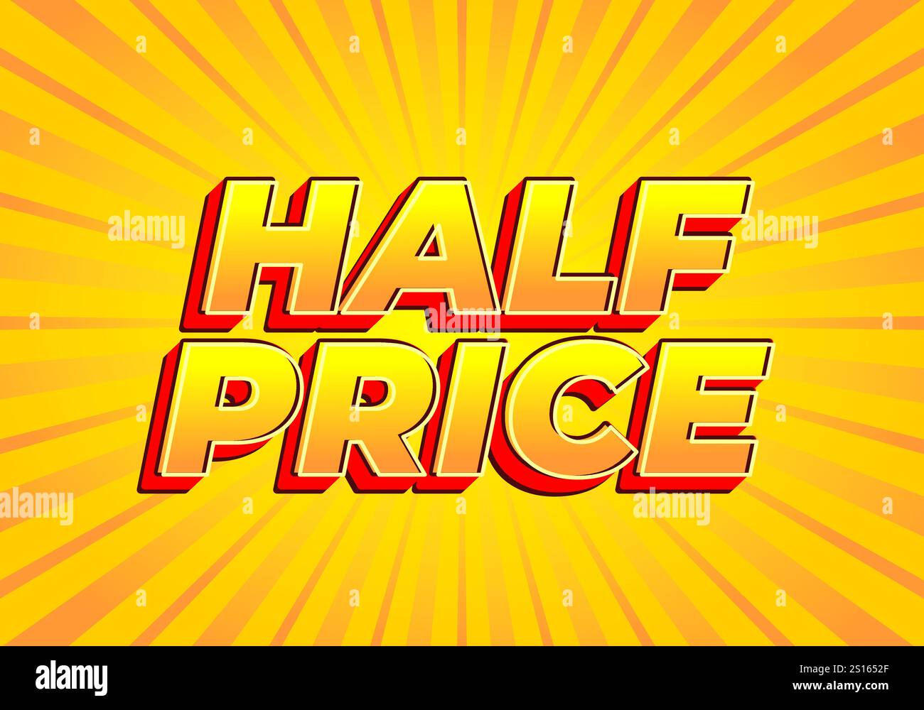 Half price. Text effect design in eye catching colors with three ...
