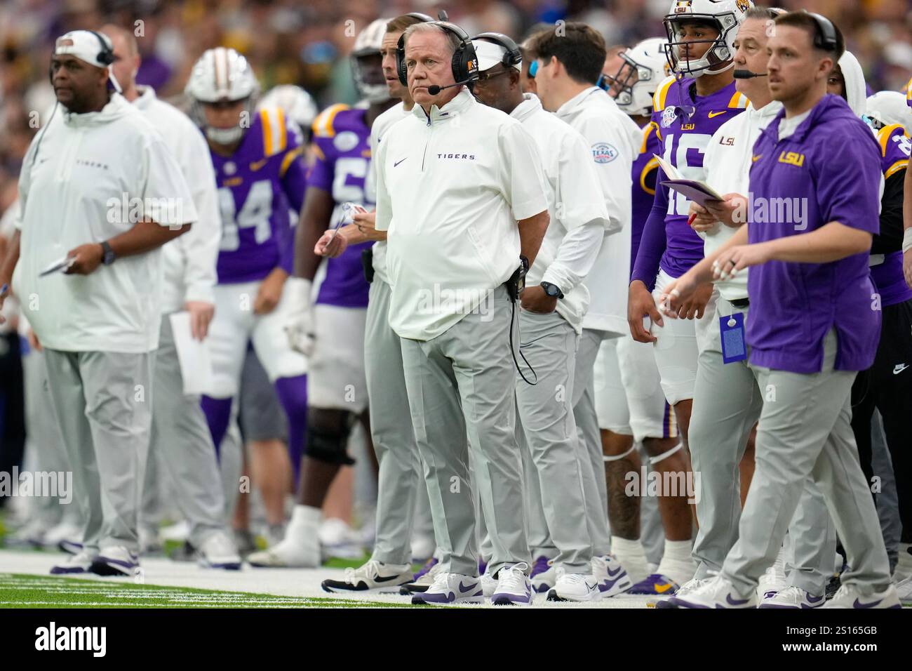 Head coach Brian Kelly (LSU Tigers) looks on during play USA, LSU ...