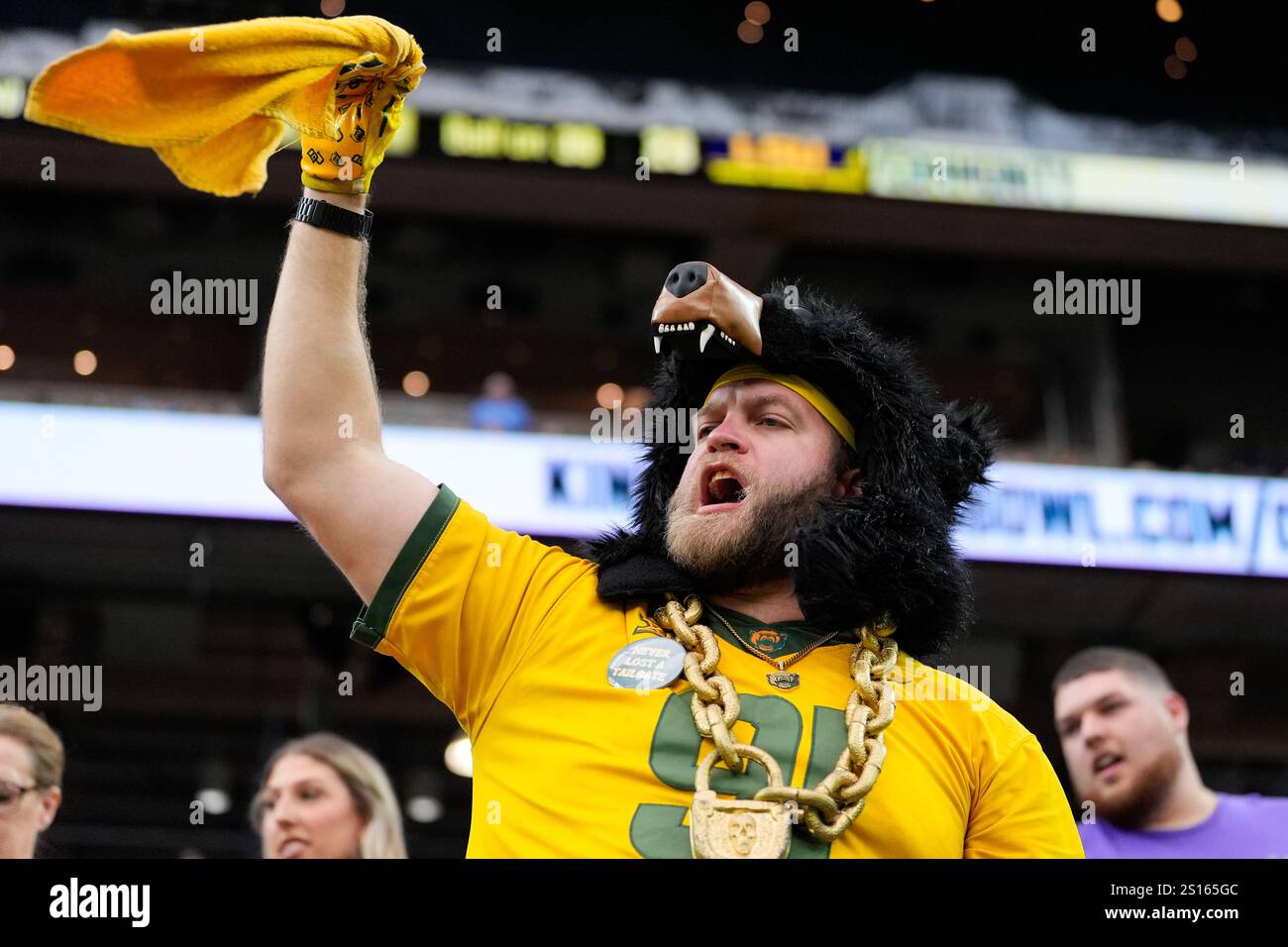 A Baylor fan is seen cheering USA, LSU Tigers vs Baylor Bears, College ...