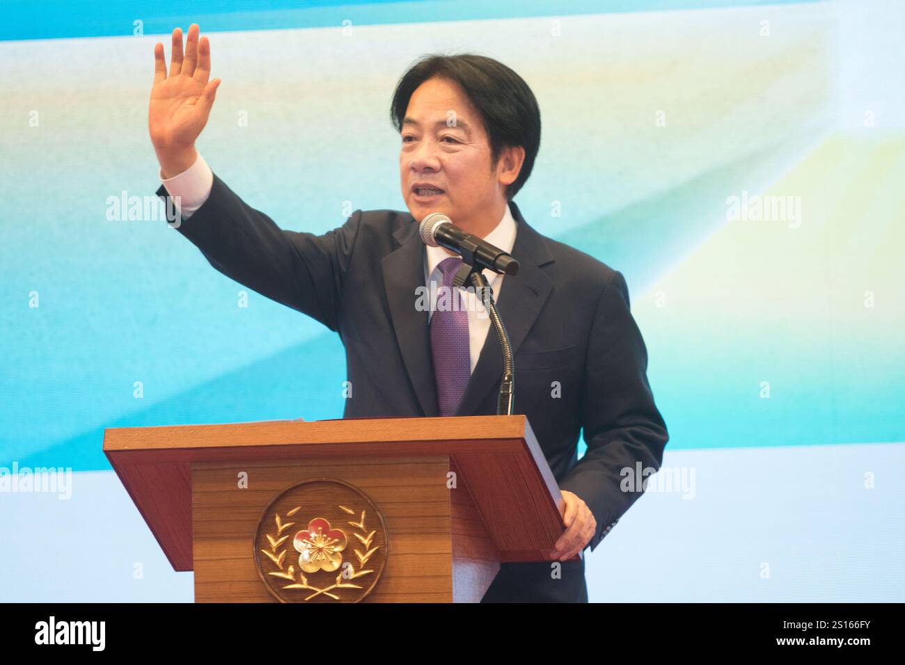 Taiwan President Lai Ching-te delivers a speech for New Year 2025 in ...