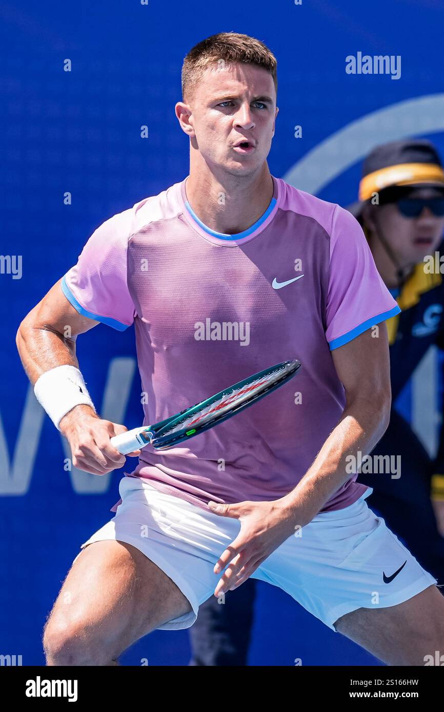 Canberra, Australia; 1st Jan 2025: Duje Ajdukovic of Croatia is ...