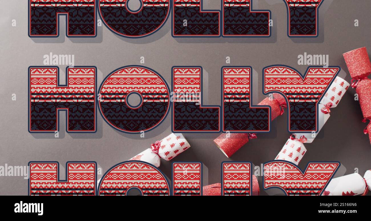Image of christmas greetings text over christmas decorations Stock ...