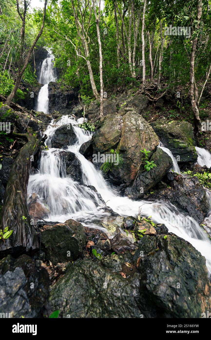 A stunning Diguisit Falls in Aurora cascading down moss-covered rocks ...