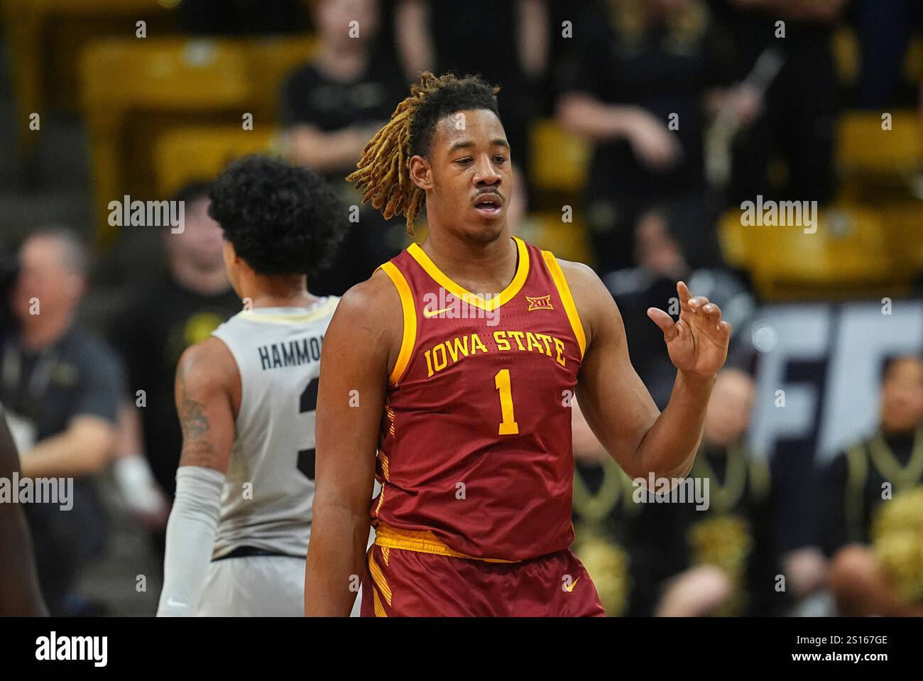 Iowa State center Dishon Jackson (1) in the first half of an NCAA ...