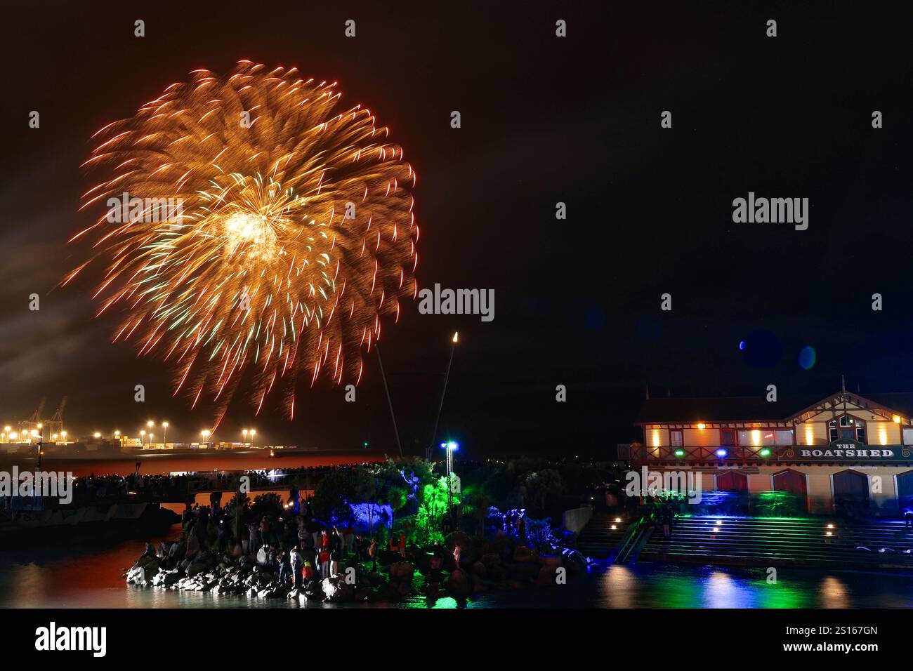 (250101) -- WELLINGTON, Jan. 1, 2025 (Xinhua) -- Fireworks explode in ...
