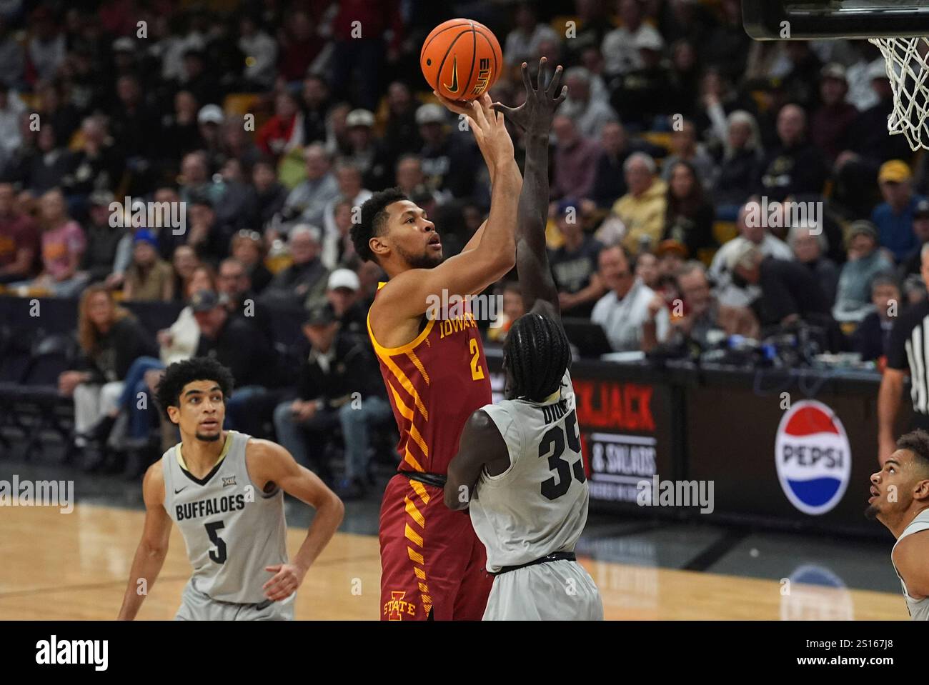 Iowa State forward Joshua Jefferson (2) shoots over Colorado forward ...