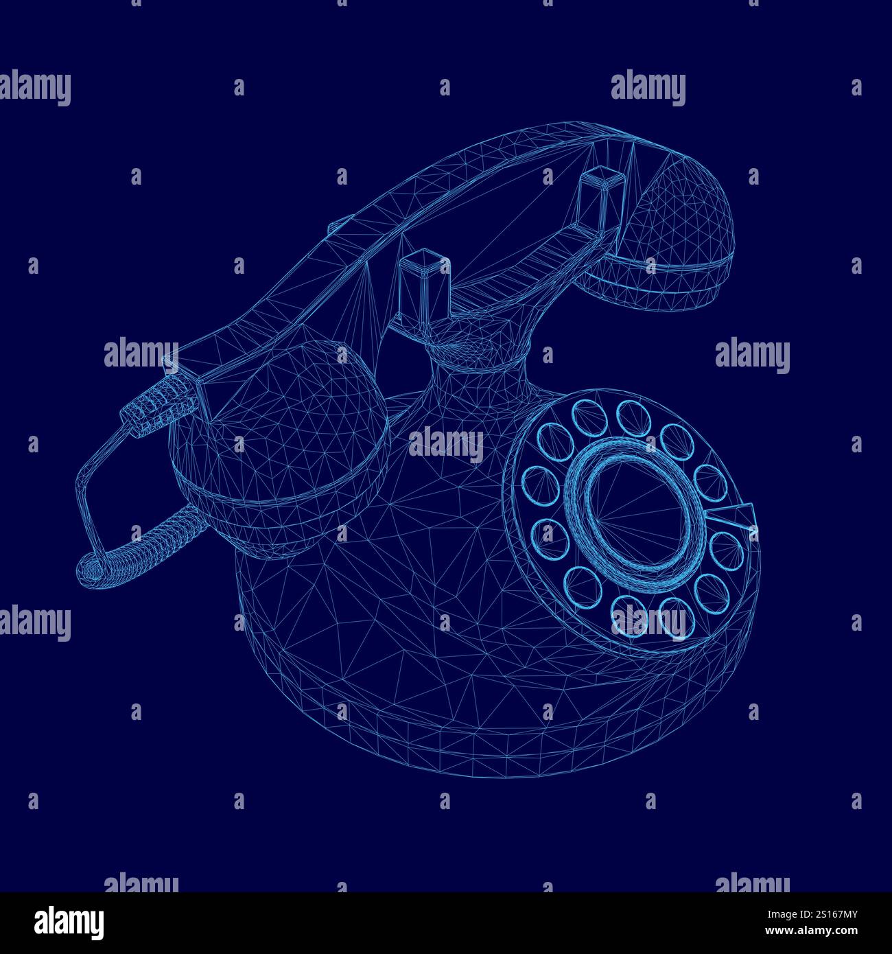 Blue phone with a stylized design. The phone is a modern take on an old ...