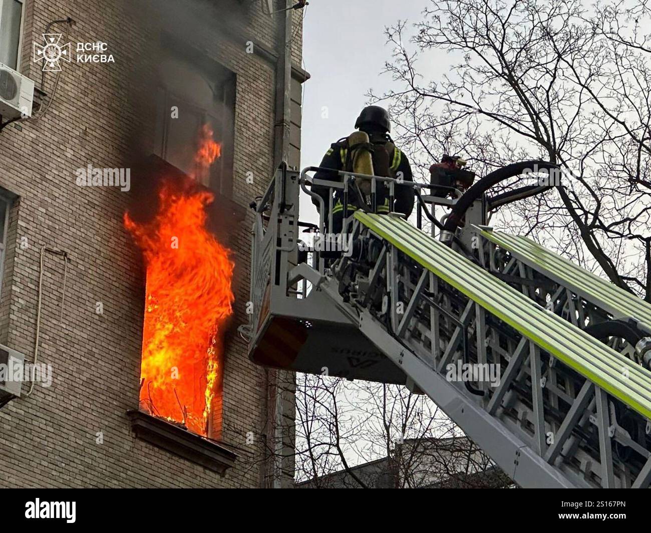 In this photo provided by the Ukrainian Emergency Services on Jan. 1 ...
