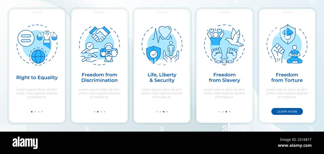 Social freedom rights blue onboarding mobile app screen Stock Vector ...