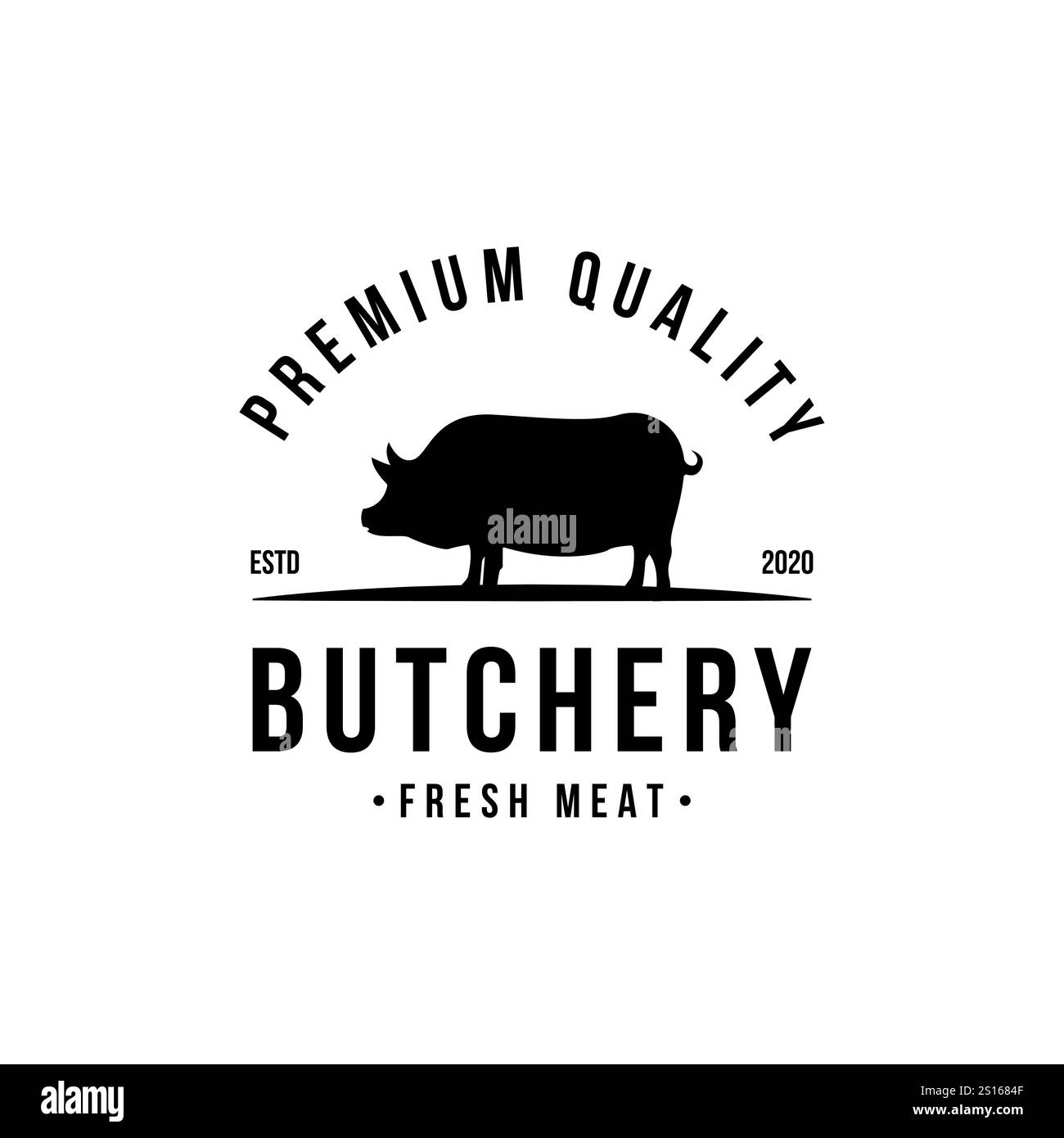 Butcher shop logo vector illustration. Pig silhouette, good for farm or ...