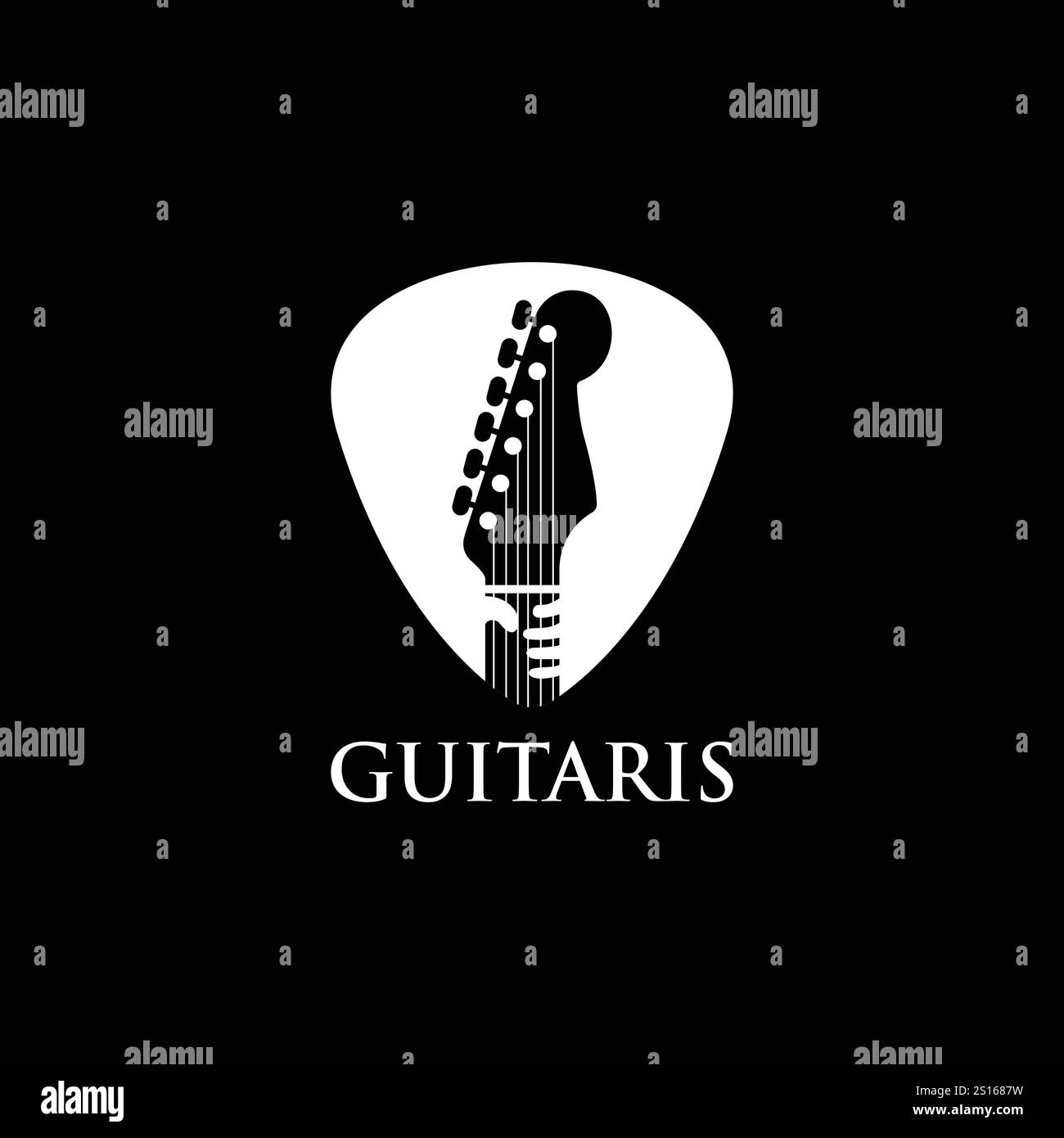 Modern Guitar in plectrum and Hand Logo design vector Stock Vector ...