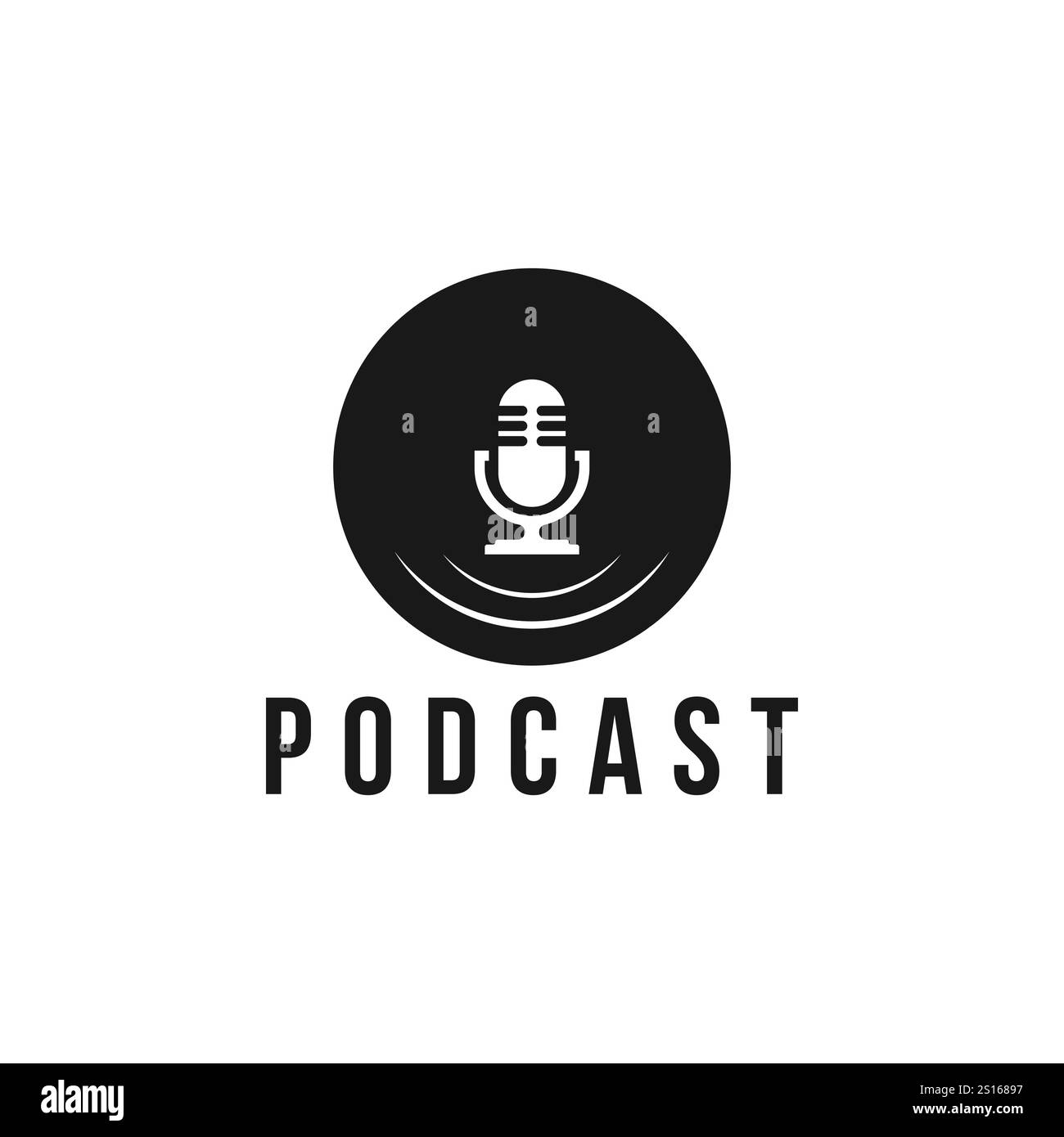 Podcast Vinyl music studio record logo template. Vector music icon or ...