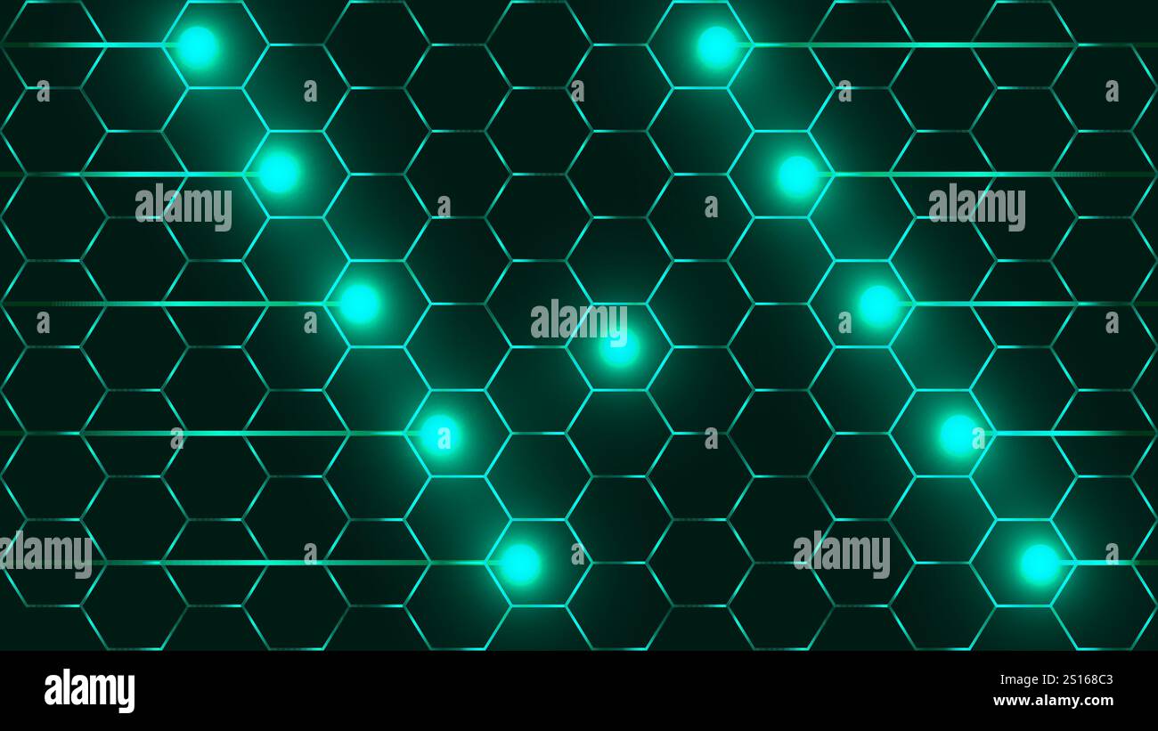 hexagon pattern background wallpaper with glowing Algae Green lights Stock Vector Image & Art ...