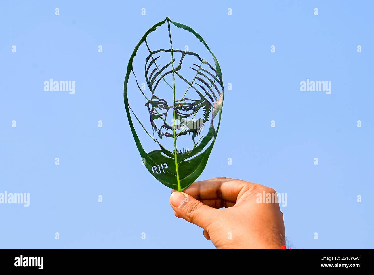 Artist Subham Saha shows his artwork, paying tribute to former prime ...