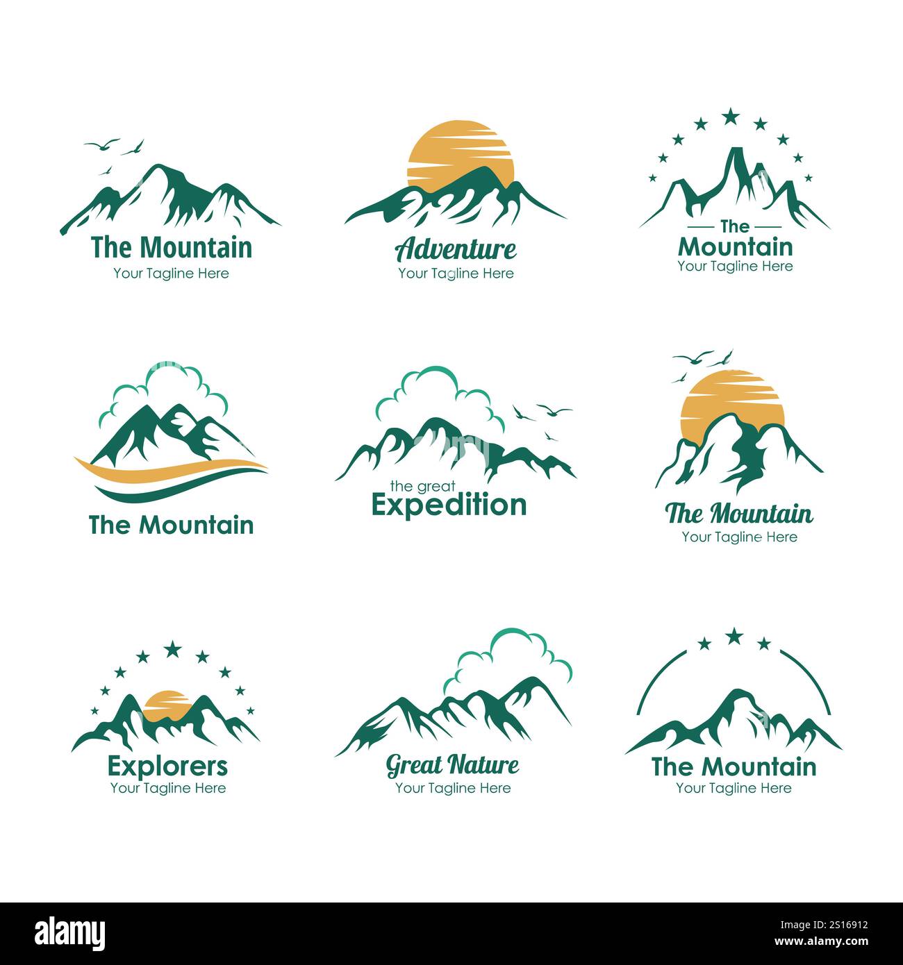 set of mountains logo illustration design Stock Vector Image & Art - Alamy