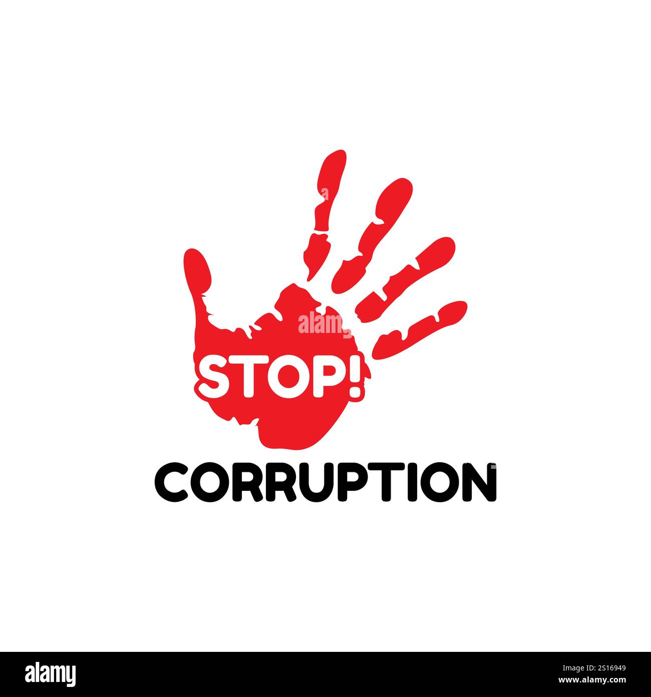 anti corruption campaign, stop corruption text with red grungy hand ...