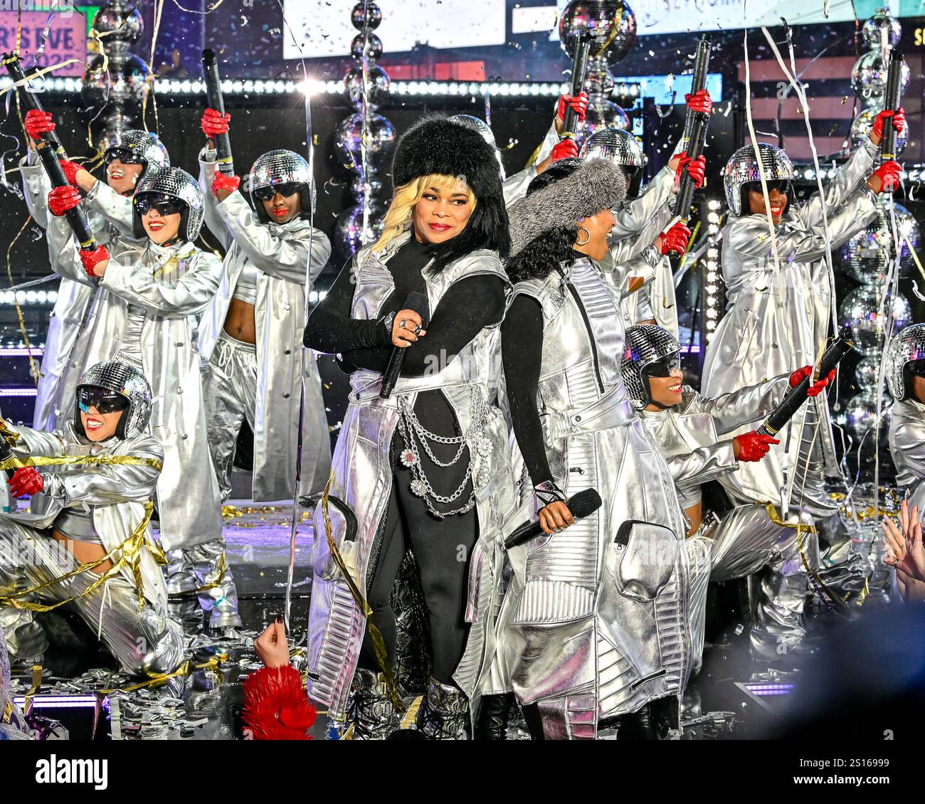 New York, USA. 01st Jan, 2025. TLC performs during New Year's Eve ...