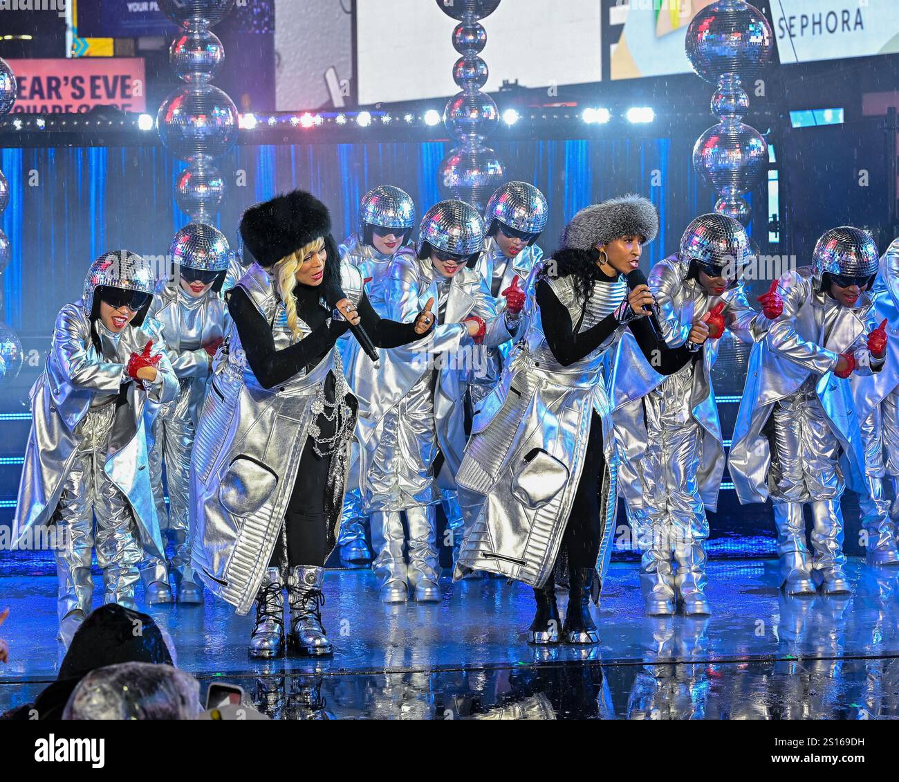New York, USA. 01st Jan, 2025. TLC performs during New Year's Eve ...