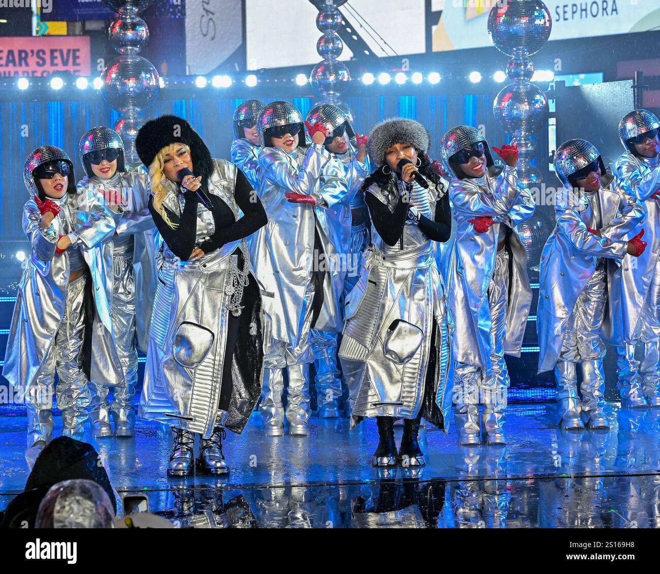 New York, USA. 01st Jan, 2025. TLC performs during New Year's Eve ...