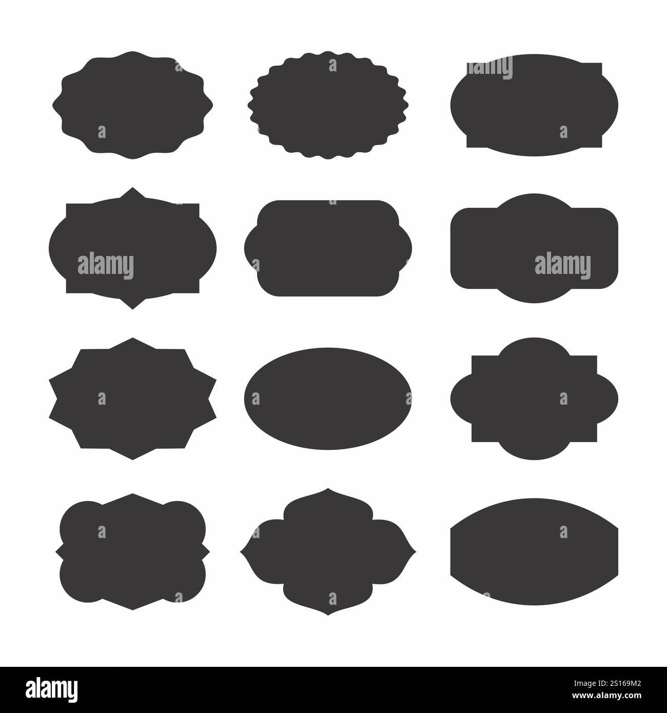 set of simple assorted blank oval shape design Stock Vector Image & Art ...