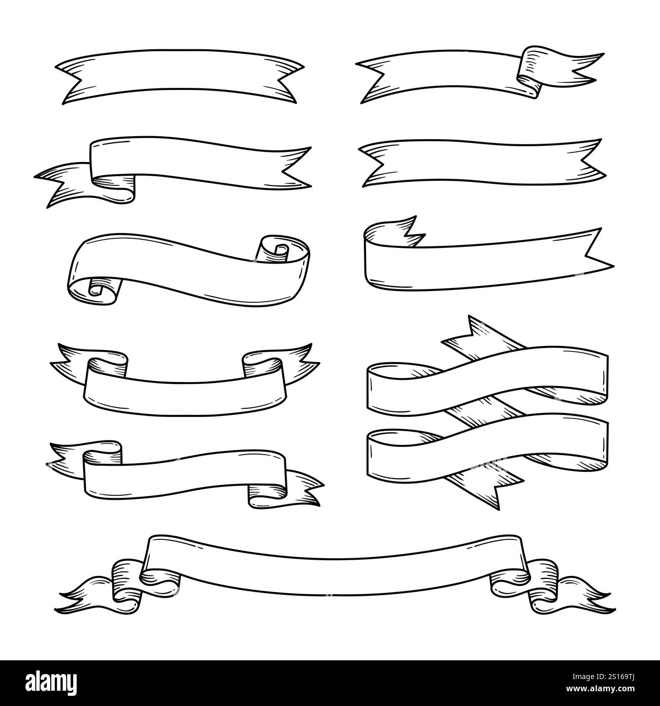 various hand drawn ribbon collection Stock Vector Image & Art - Alamy