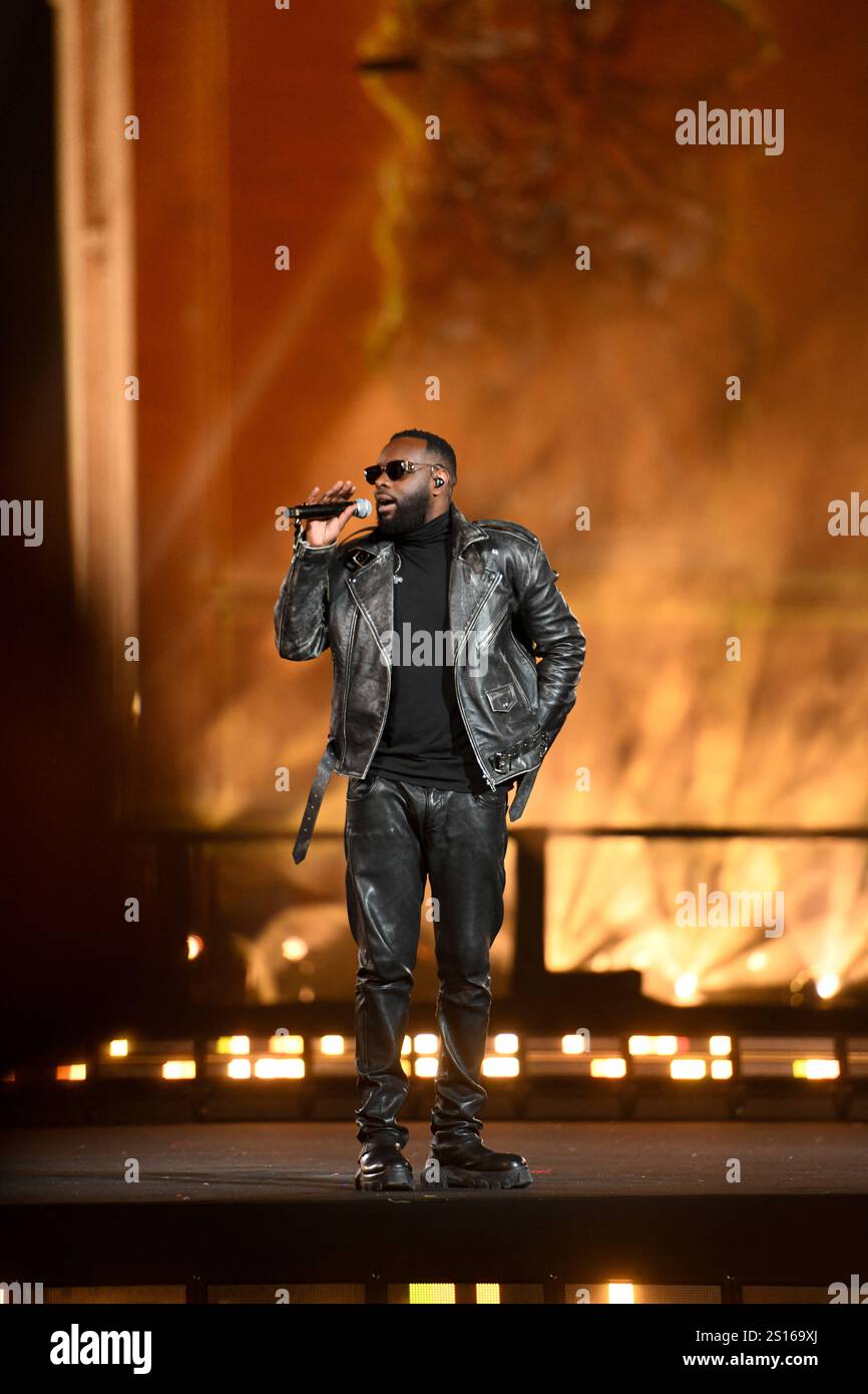 Gims during the concert for the 2025 New Year celebrations on the ...