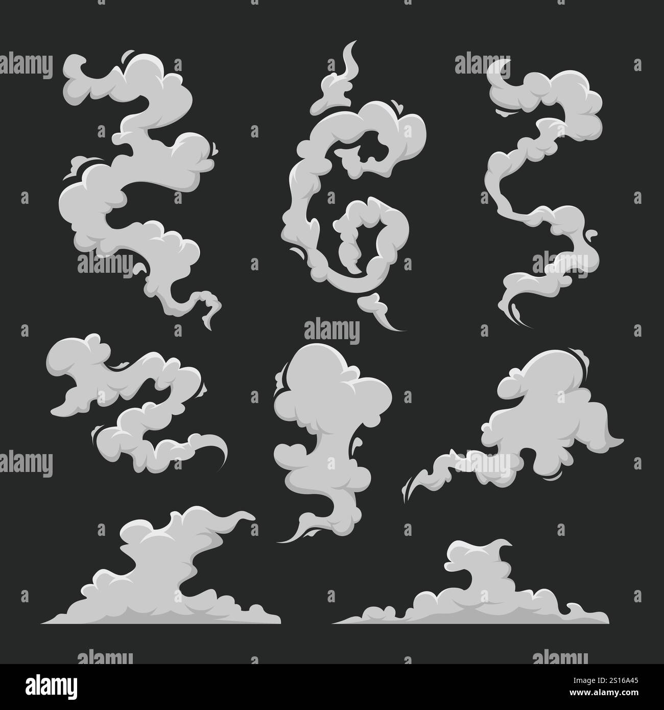 set of fluffy smoke illustration vector, abstract smoke design Stock ...