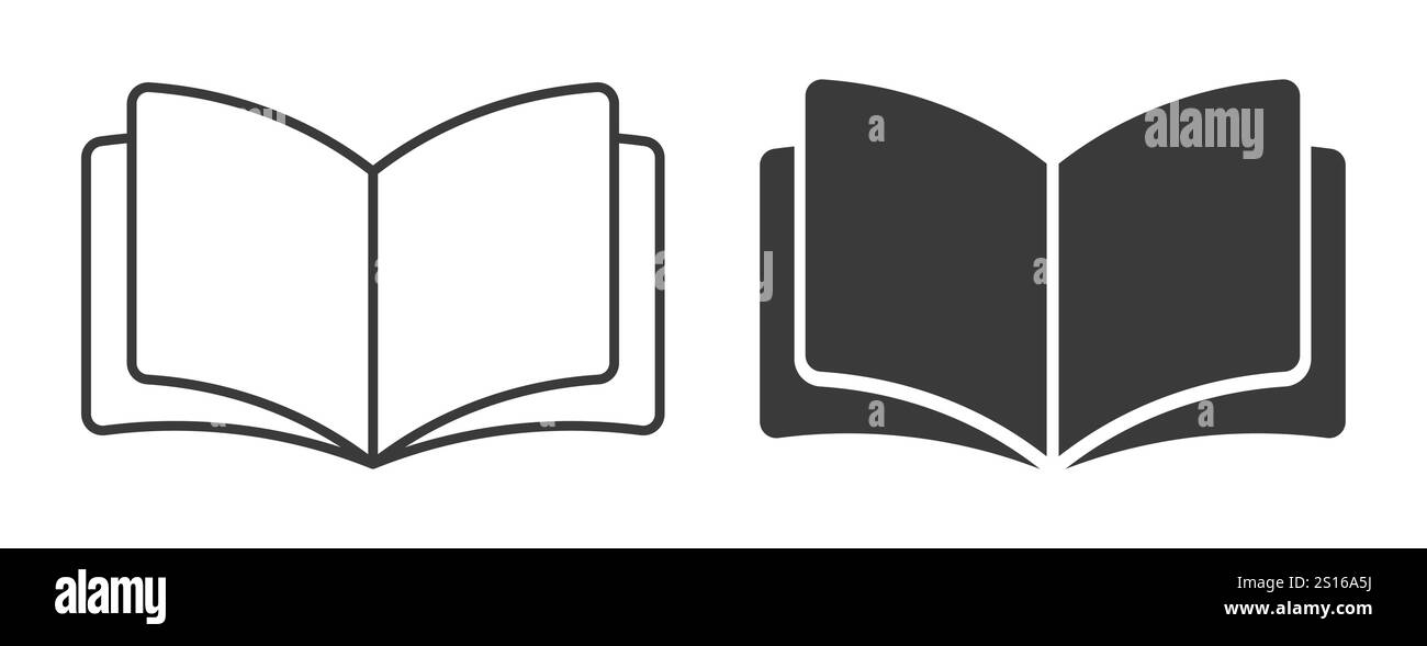 Open book catalog icon symbol shape. Instruction manual reading logo ...