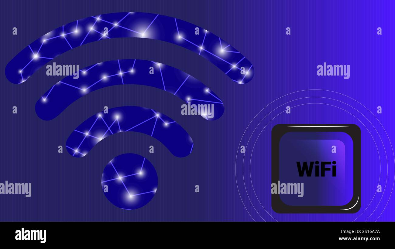 Wifi technology template blue background wallpaper with chip and icon ...