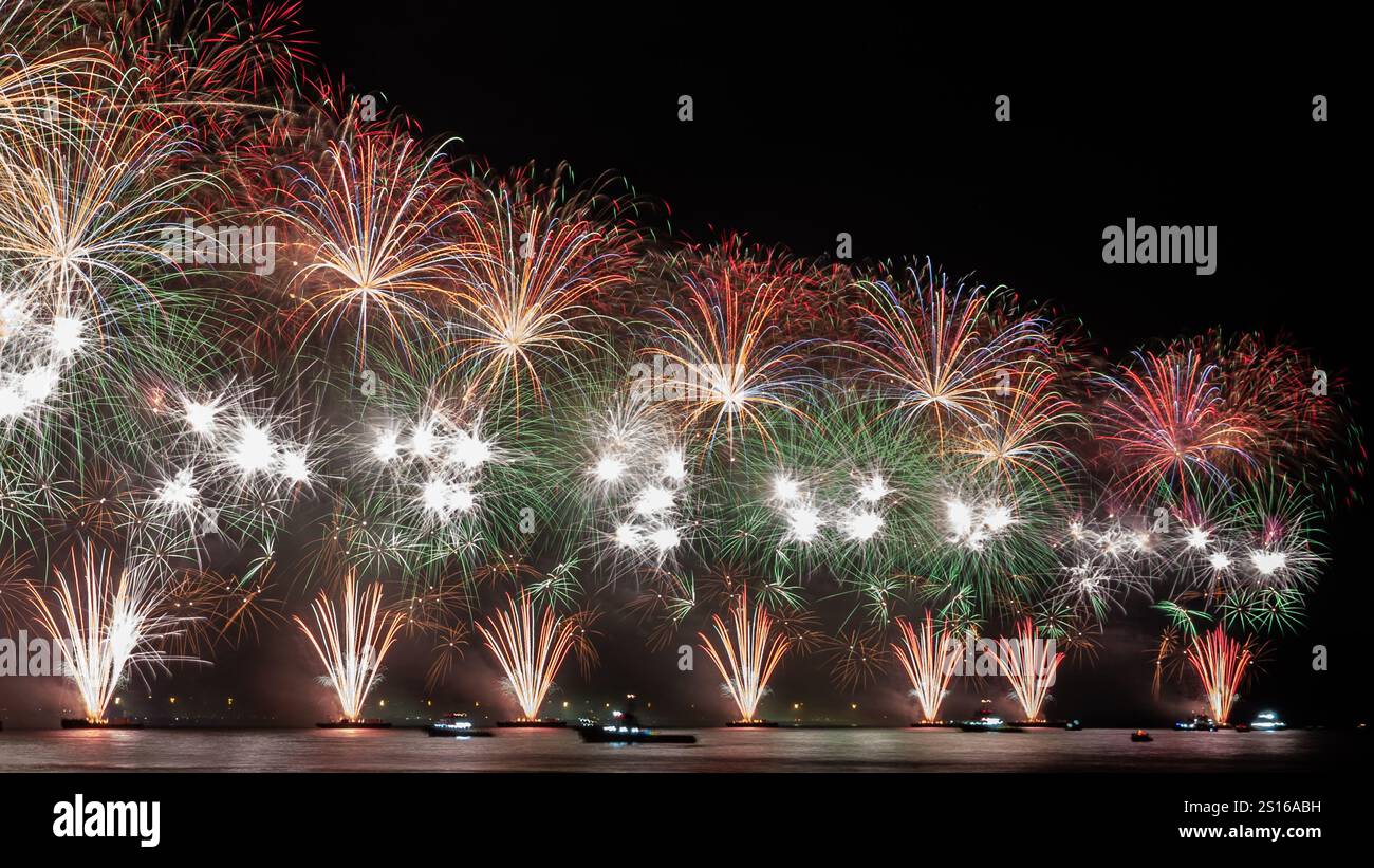 Rio De Janeiro, Brazil. 1st Jan, 2025. Fireworks illuminate the sky ...