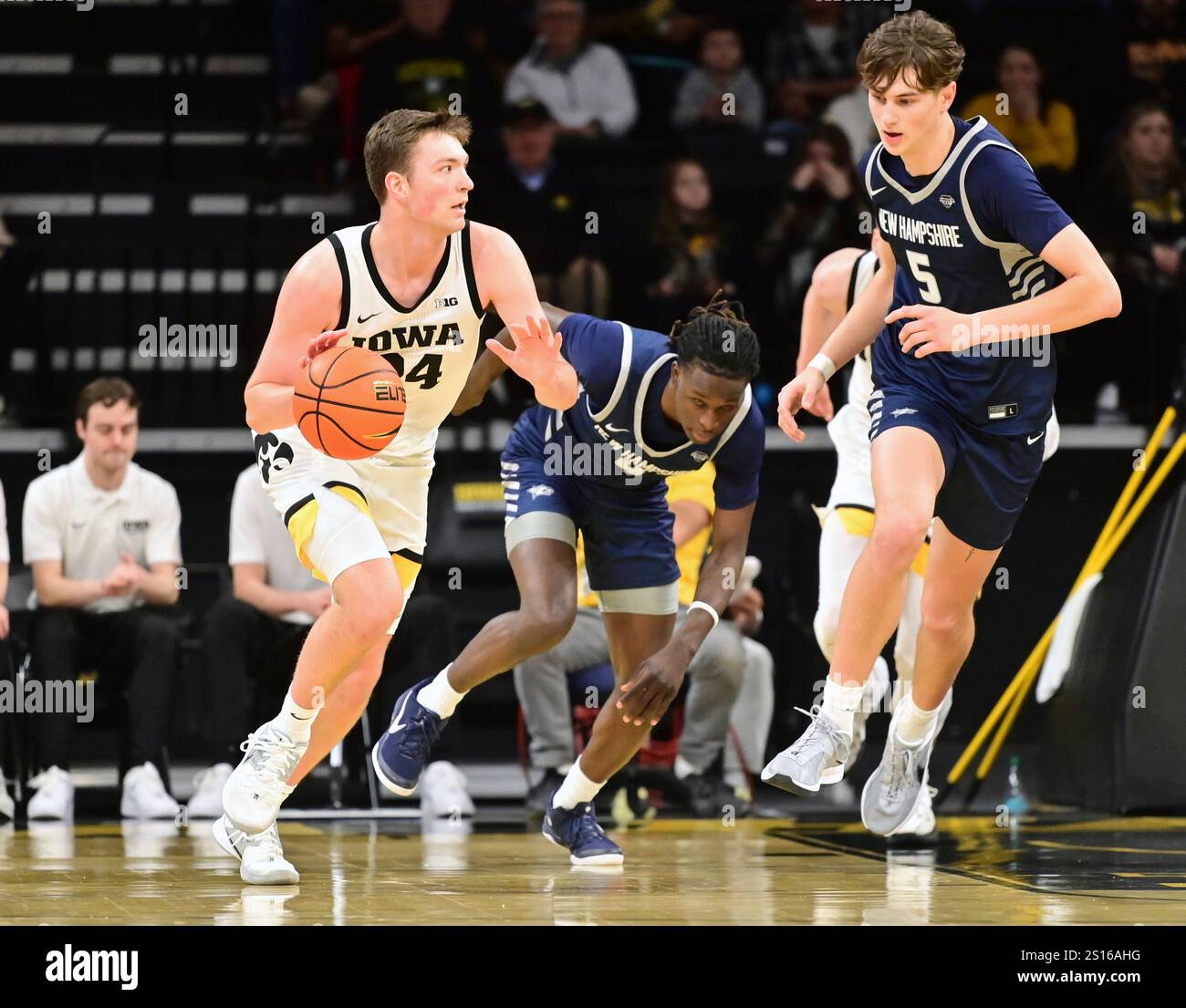 IOWA CITY, IA - DECEMBER 30: Iowa forward Pryce Sandfort (240 drives to ...