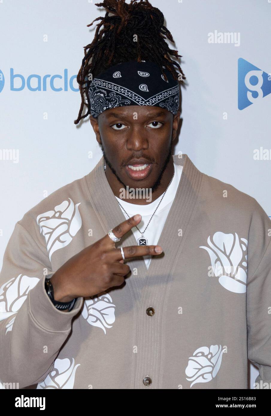 8 Dec 2024, London, England, UK - KSI attending Capital's Jingle Bell ...