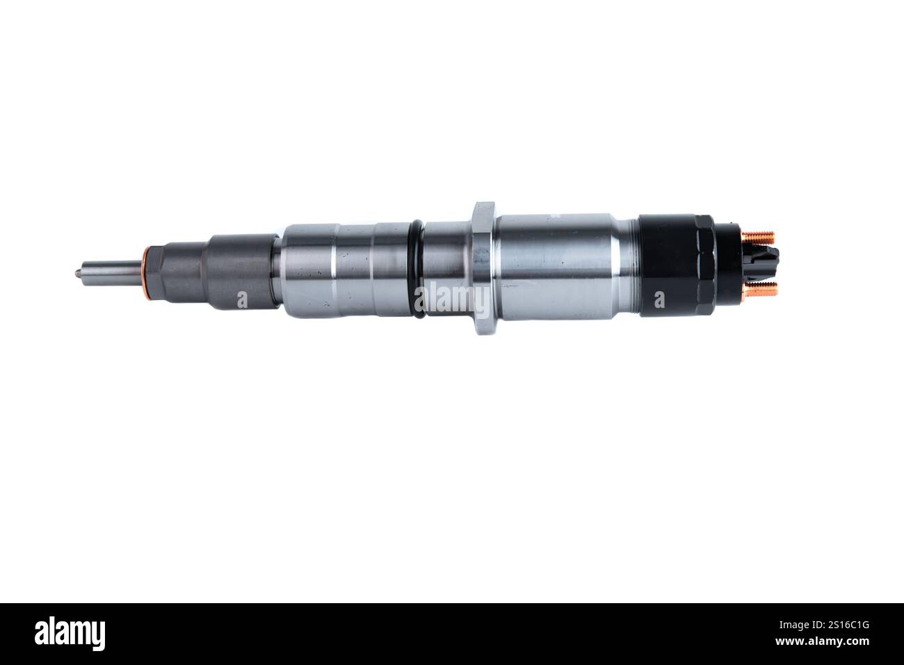 New fuel injector on white background close up Stock Photo - Alamy