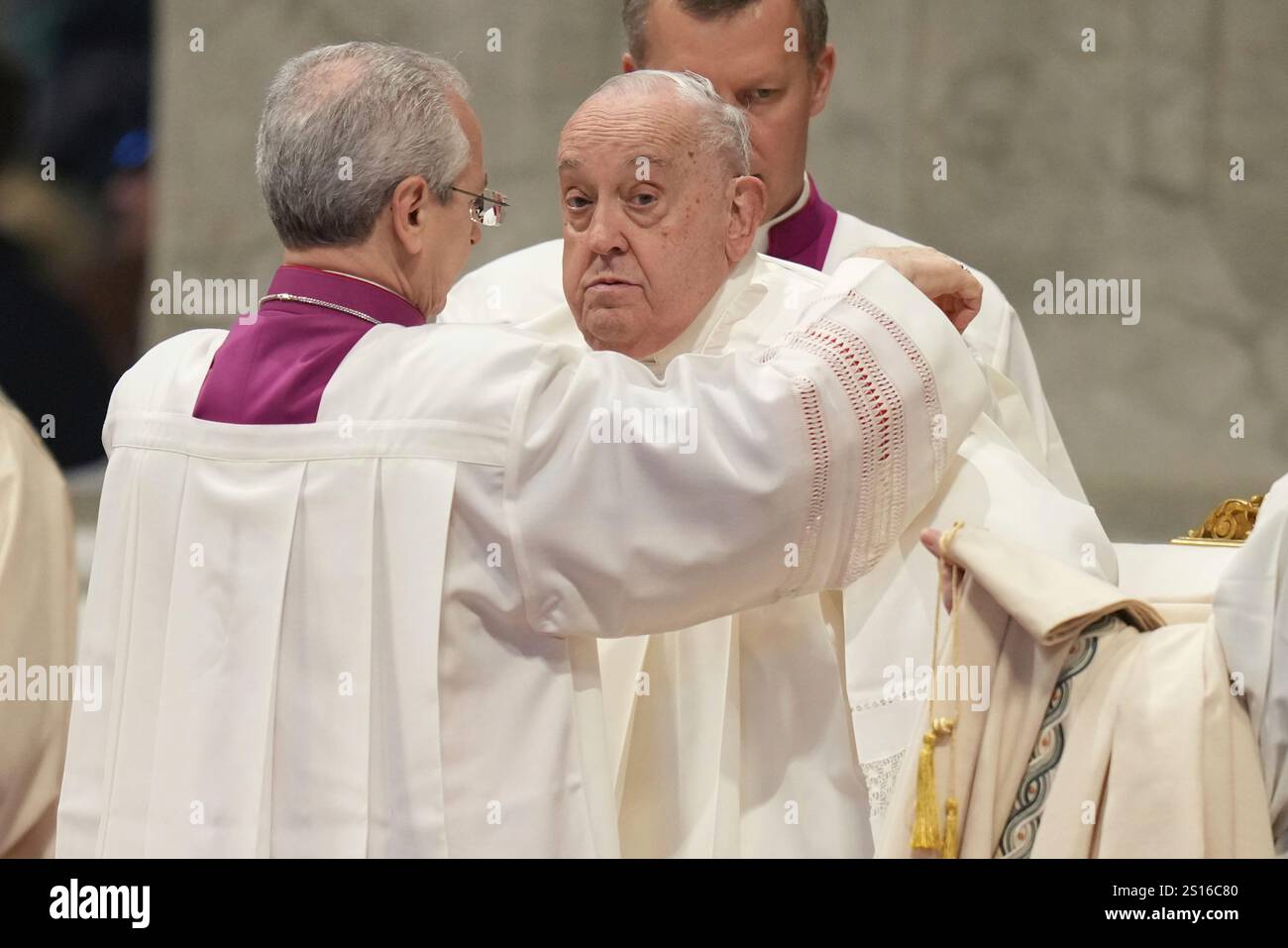 Pope Francis arrives for a mass in St. Peter's Basilica at The Vatican ...