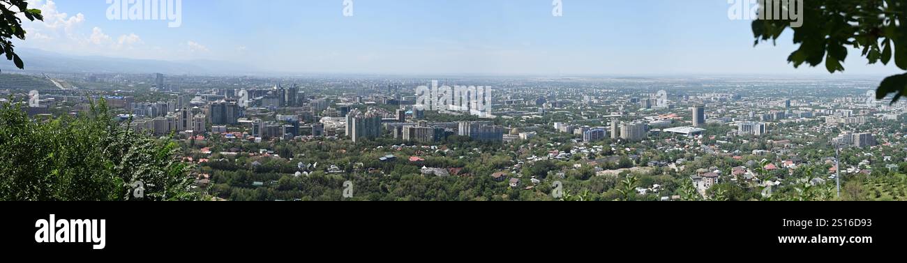Panoramic view of Almaty city from the top of Kok Tobe Mountain ...