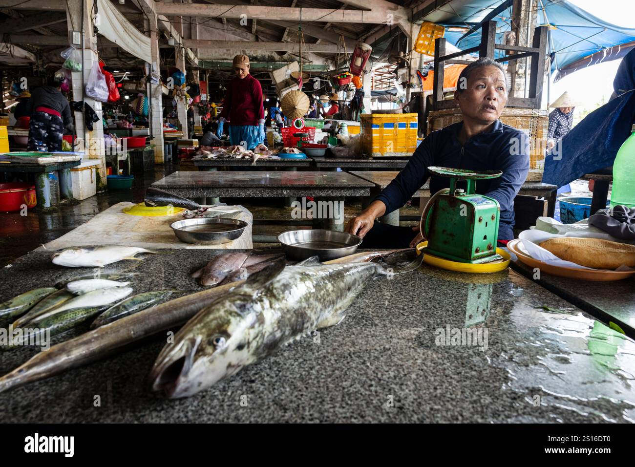 Hoi An, Vietnam - 26 July 2024 : Fishmonger at Hoi An market Stock ...