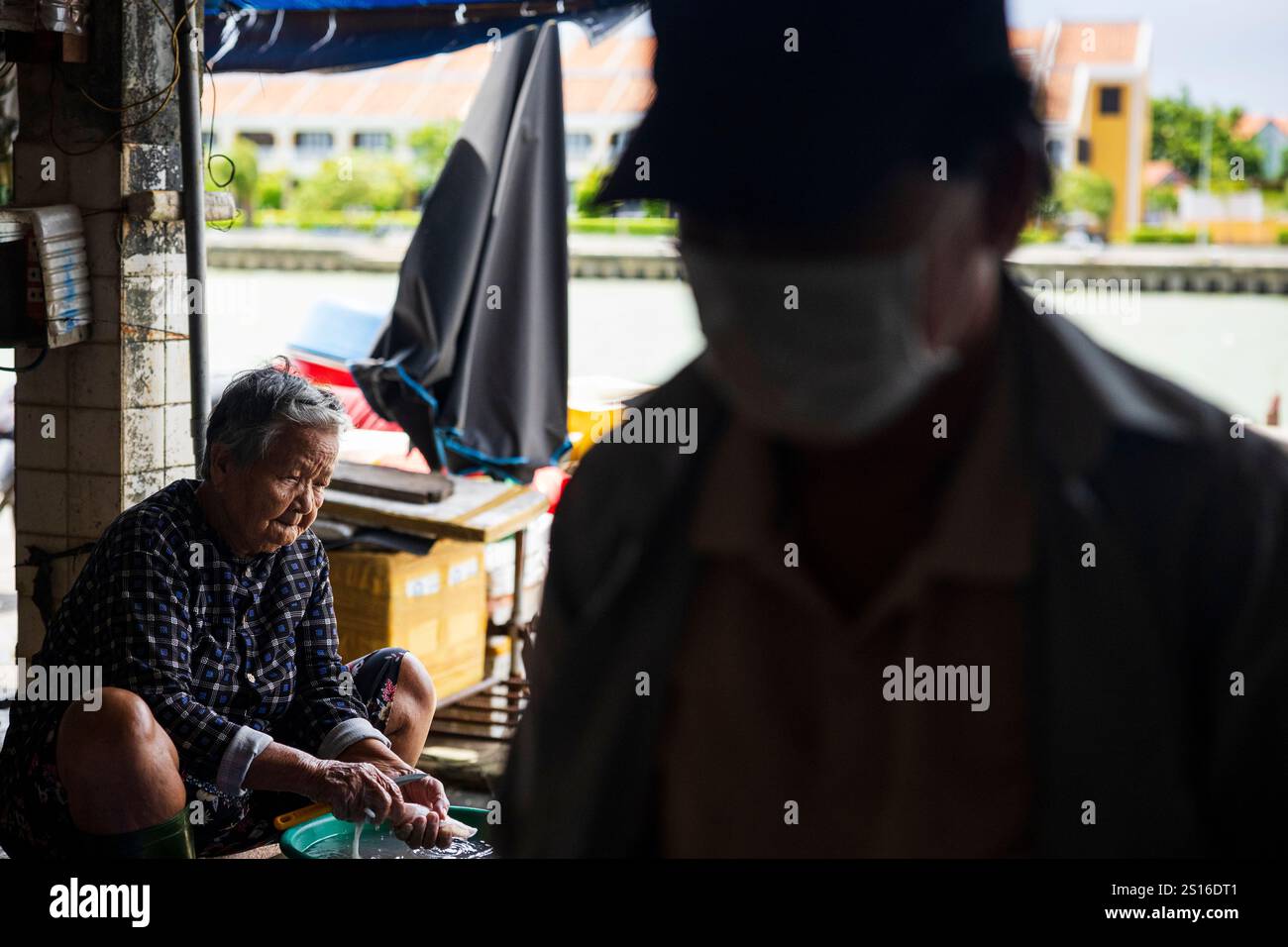 Hoi An, Vietnam - 26 July 2024 : Fishmonger at Hoi An market Stock ...