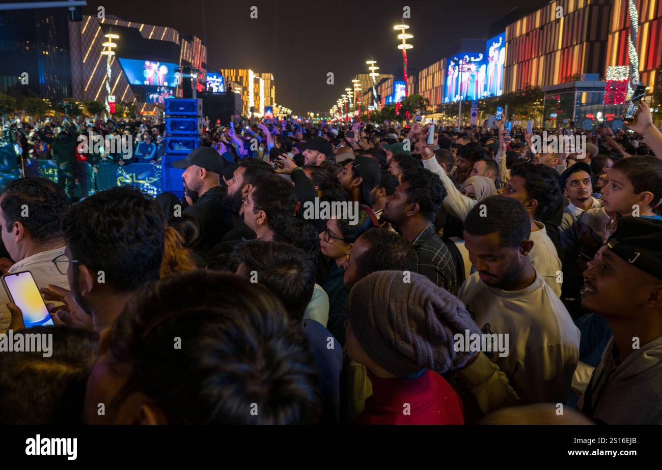 NEW YEAR CELEBRATIONS IN DOHA People gather at Lusail Boulevard during ...