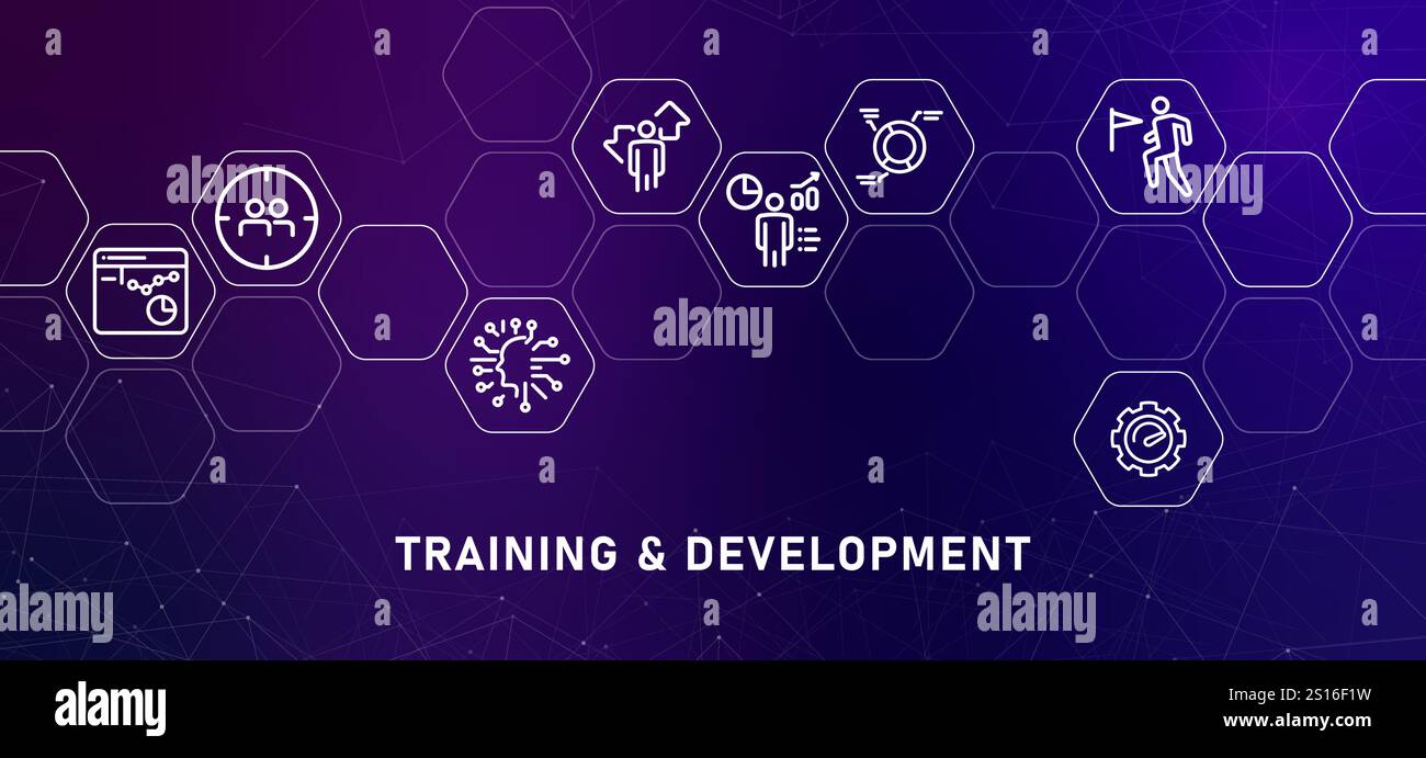 Training and Development gradient header employee skill improvement ...